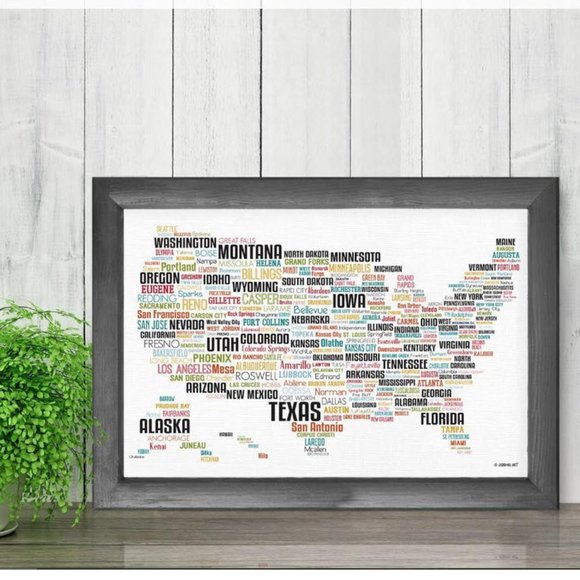 Wall Decor | Usa Map Modern Wall Art Poster | Poshmark
